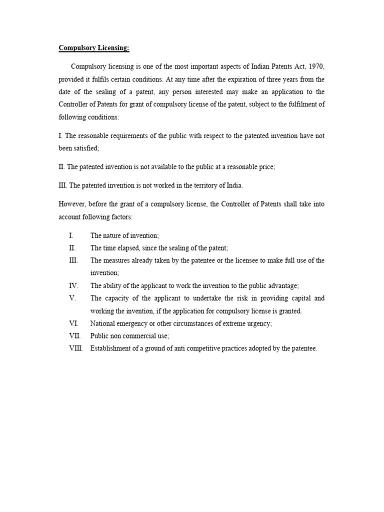 Compulsory Licensing | PDF