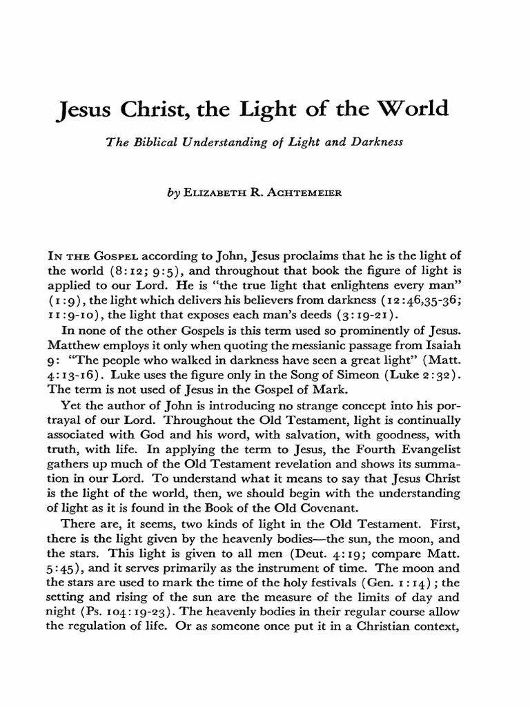 Achtemeier-Light and Darkness | PDF | Jesus | Genesis Creation Narrative