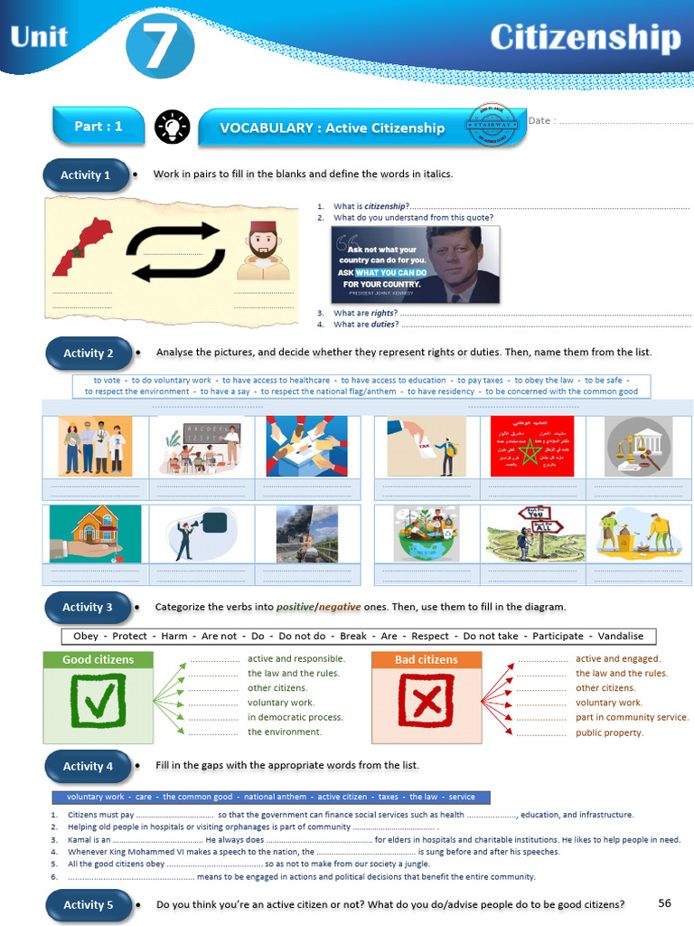 Active Citizenship Vocabulary Guide | PDF | Citizenship