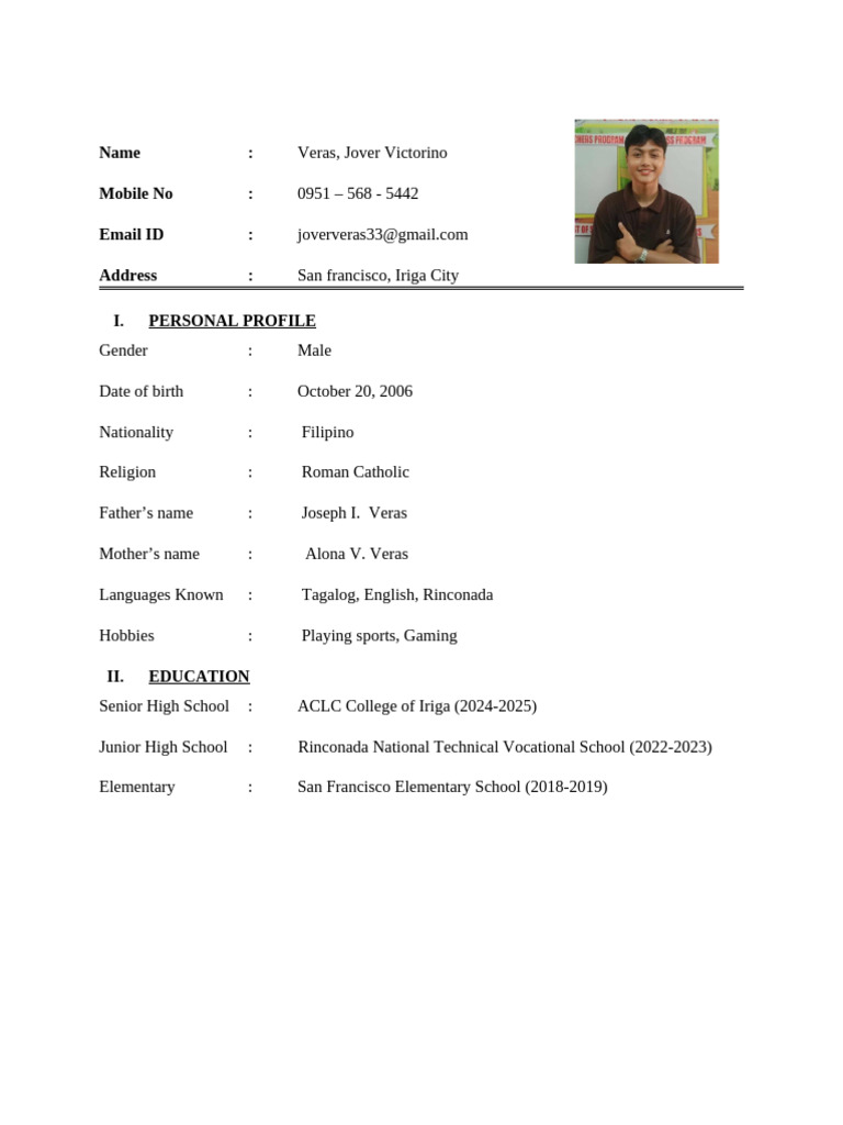 Curriculum Vitae Ni Renyer | PDF | Languages Of Southeast Asia | Philippines