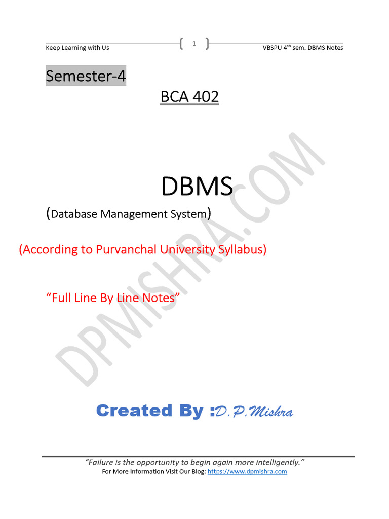DBMS BCA 4th Sem. Mohd Kaif | PDF | Databases | Relational Model