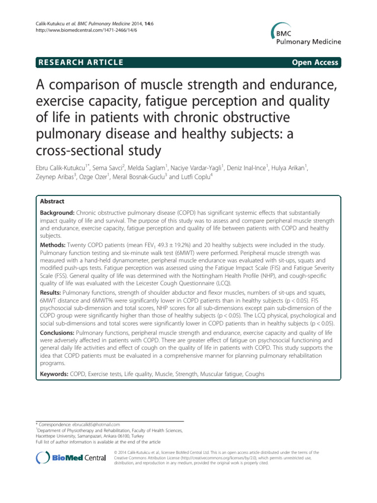 A comparison of muscle strength and endurance, exercise capacity ...