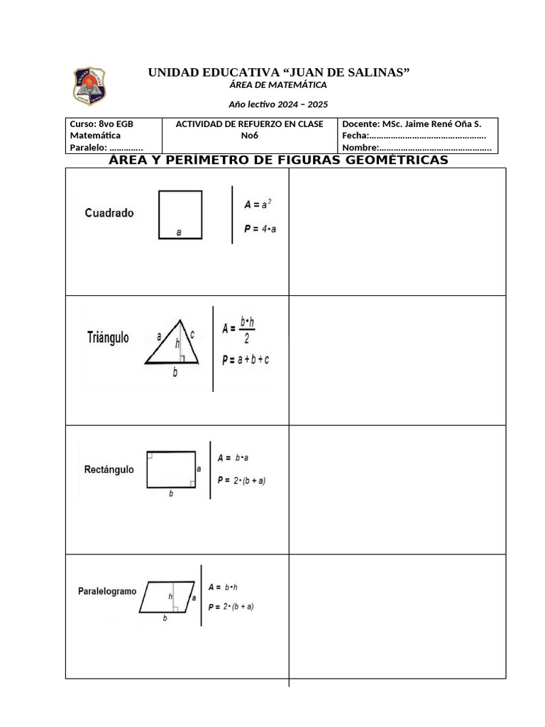8B(42) Act Ref 6 Fórmulas Áreas Fig Geo | PDF