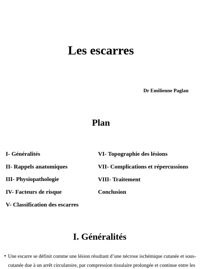 Physiopathologie et classification des escarres | PDF | Spécialités ...