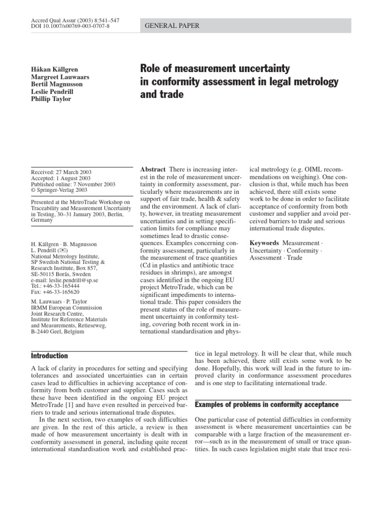 Role of Measurement Uncertainty in Confo | PDF | Metrology | Uncertainty