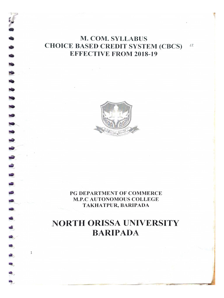 M. COM. SYLLABUS (CBCS) MPC AUTONOMOUS COLLEGE. | PDF