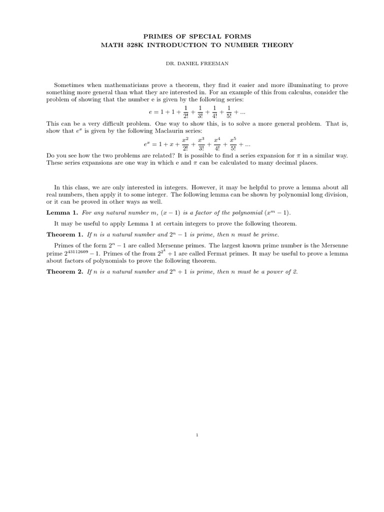 Primes of Special Form | PDF