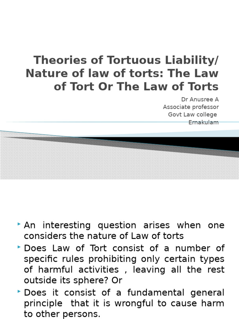 Theories of Tortious Liability Explained | PDF | Tort | Legal Liability