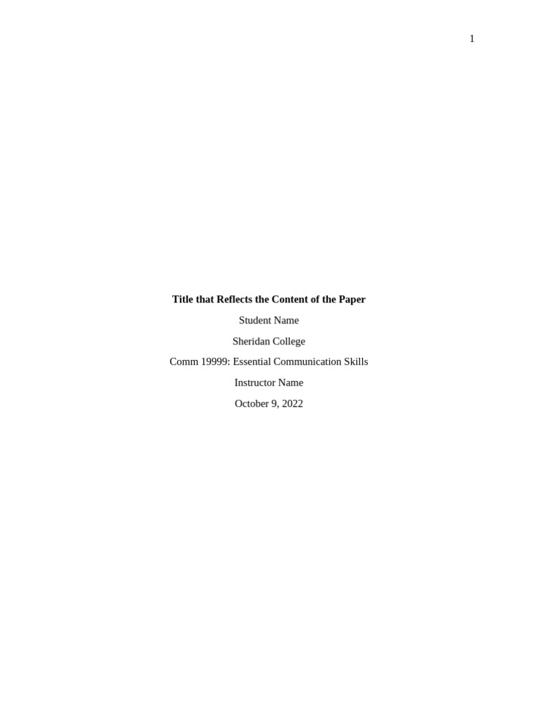 Sample APA Title Page Template | PDF