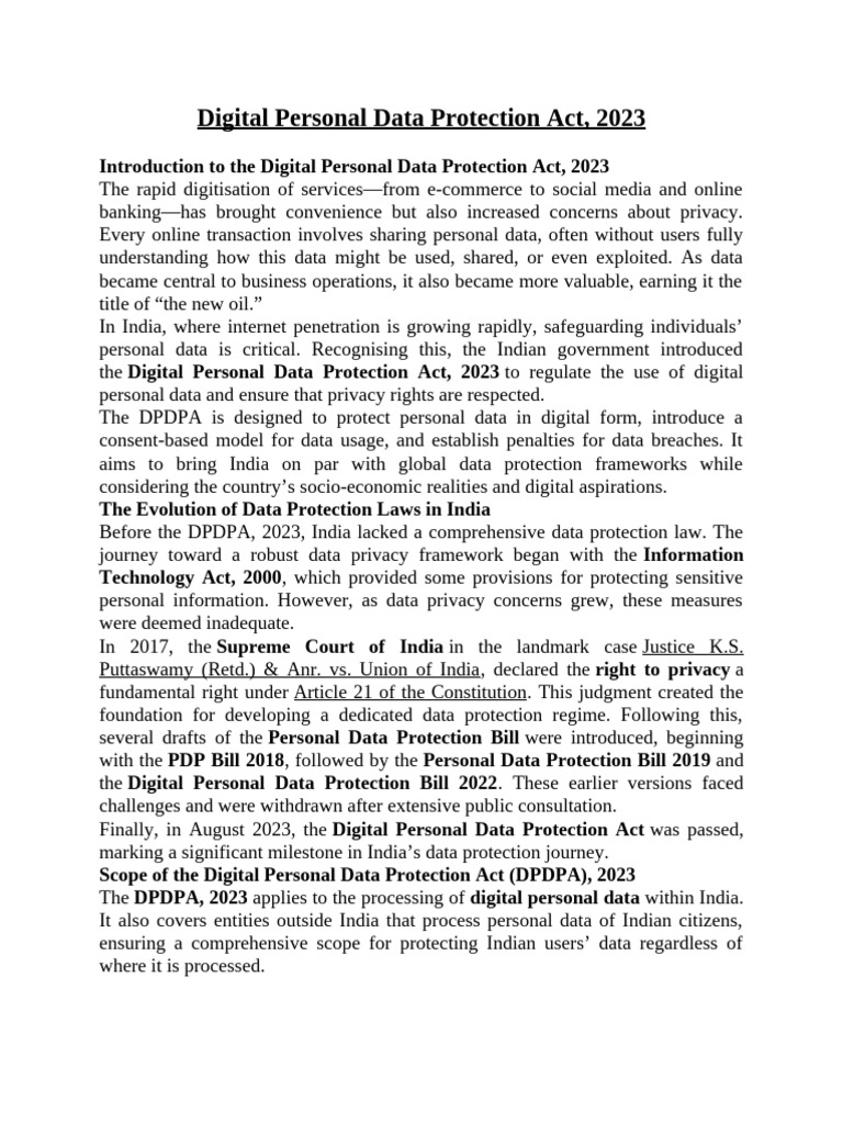 Digital Personal Data Protection Act 2023 | PDF | Regulatory Compliance ...