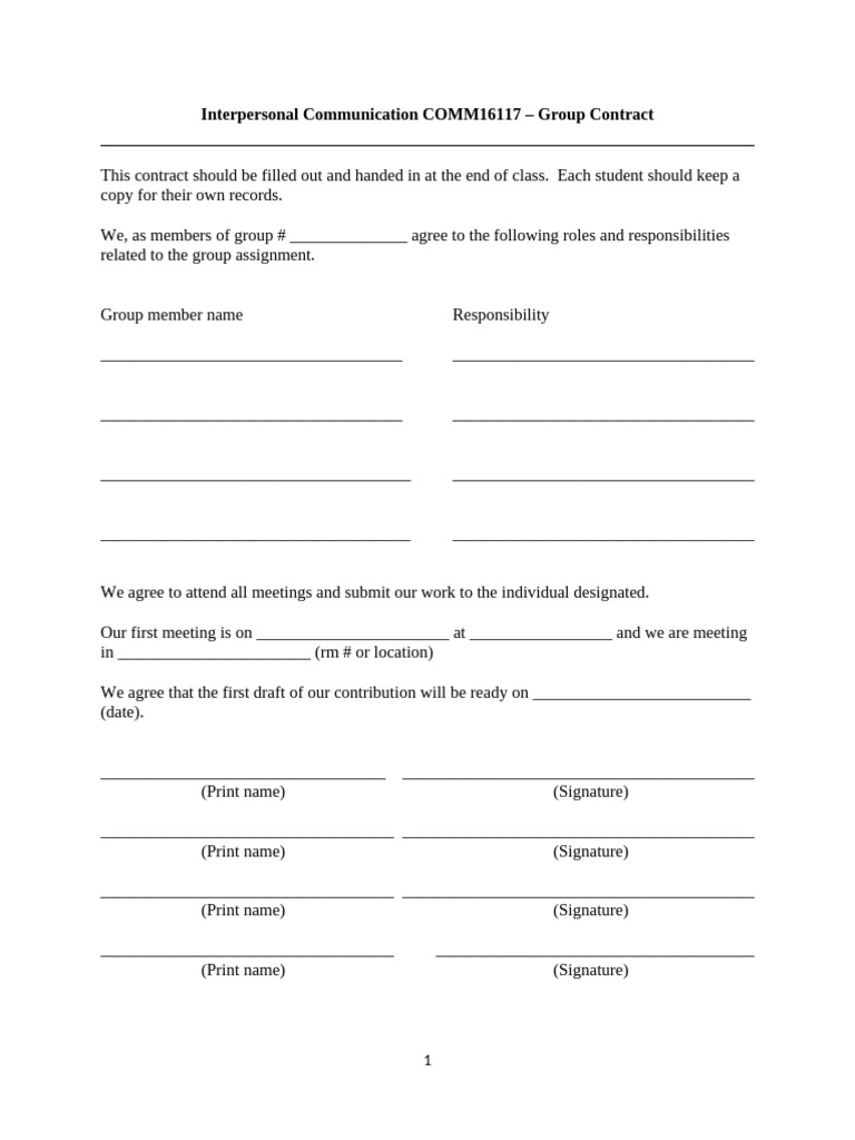 Group Contract for COMM16117 Assignment | PDF