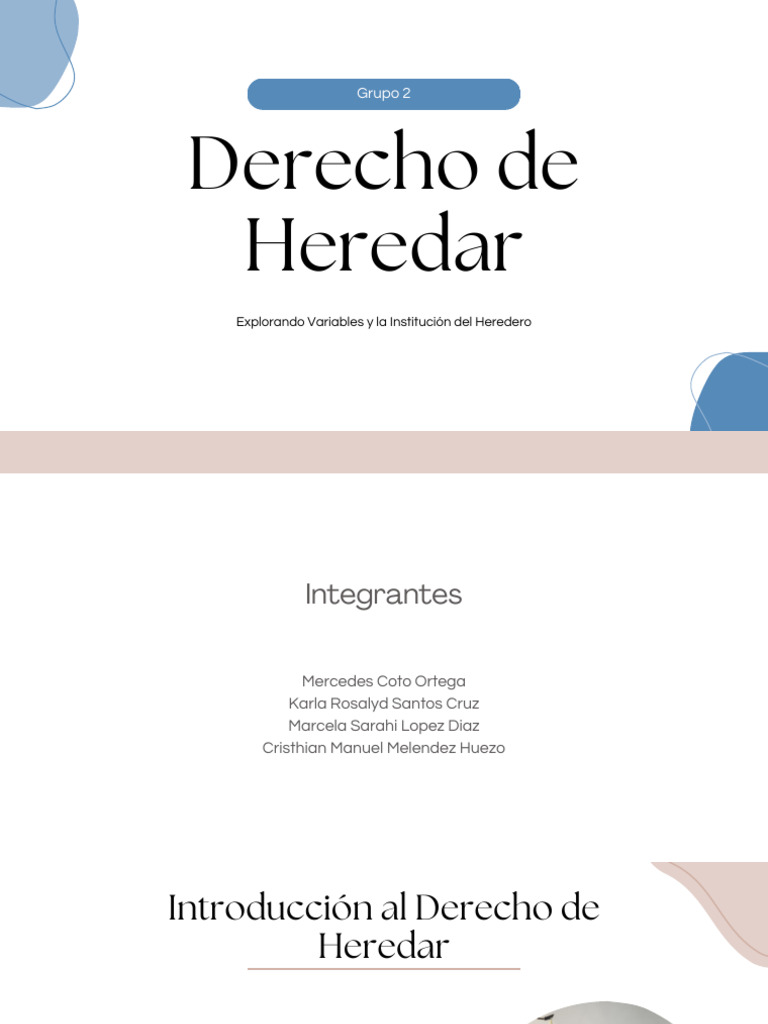 Presentacion Del Derecho de Heredar | PDF | Herencia | Intestacy