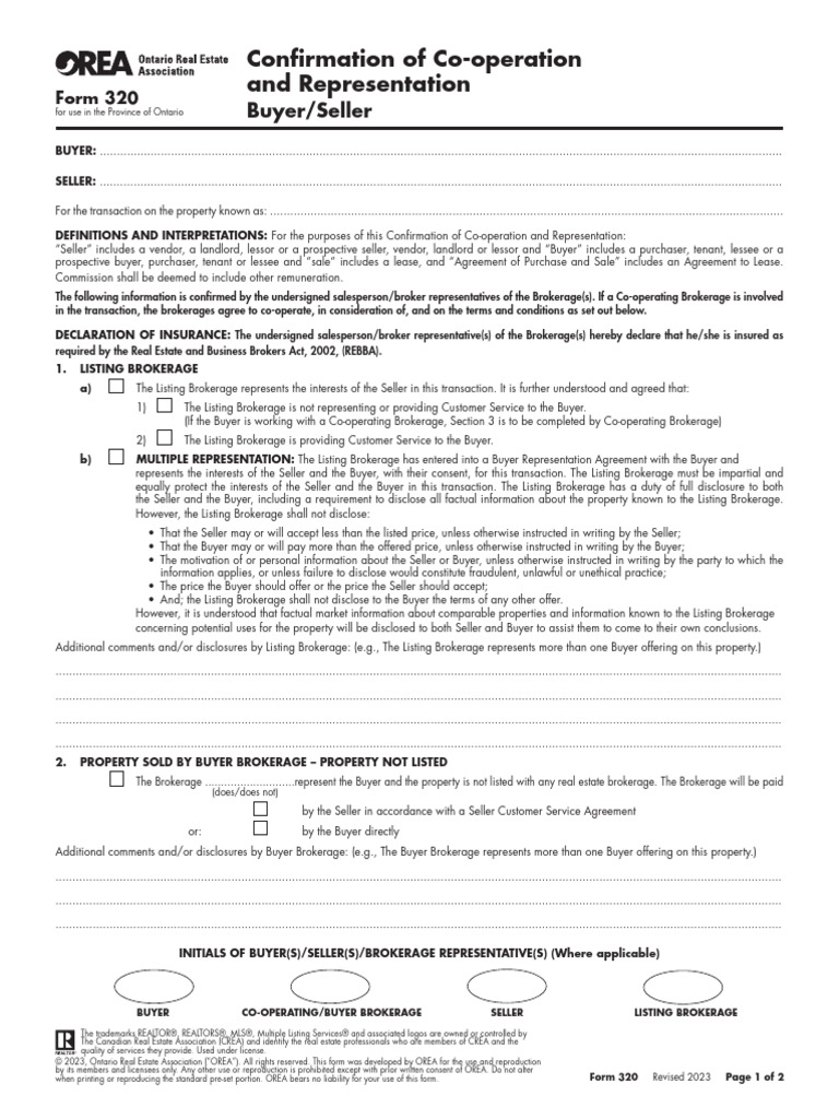 (Ontario) 320 - Confirmation of Co-operation and Representation | PDF ...