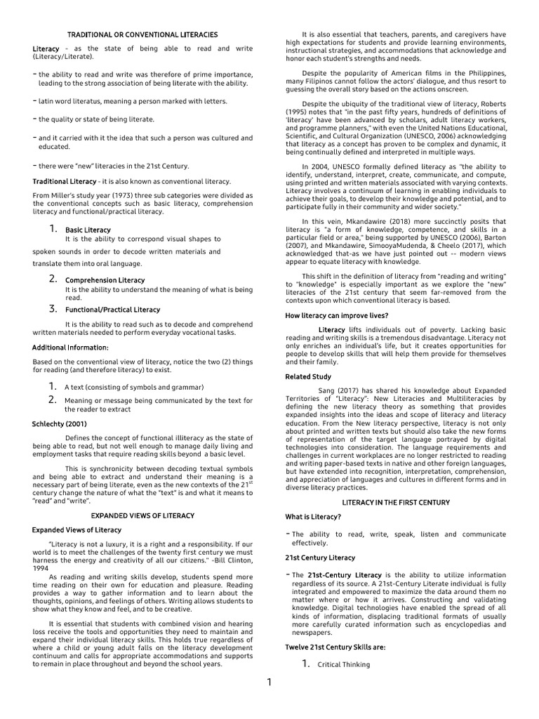 Ed 110 Reviewer | PDF | Literacy | Globalization