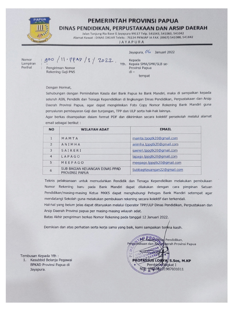 Permohonan Pengiriman Norek Mandiri | PDF