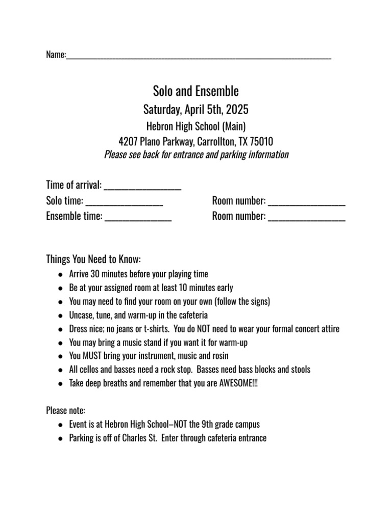 2025 Solo & Ensemble Info | PDF