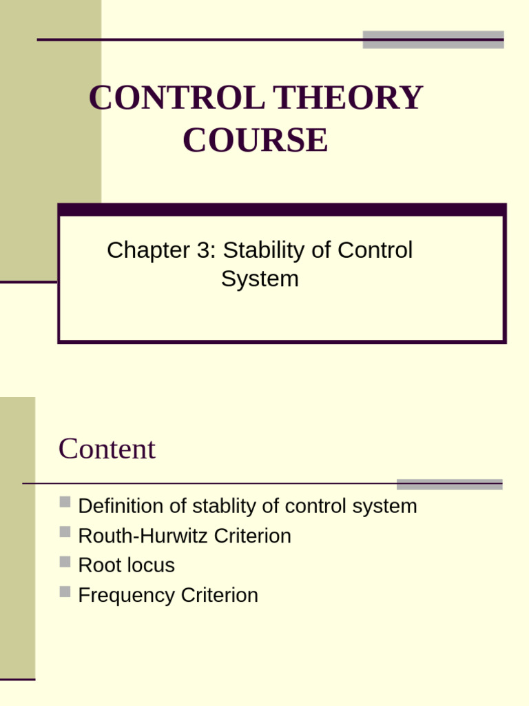 Chapter 3 - Stability of Control System | PDF | Mathematical Objects ...