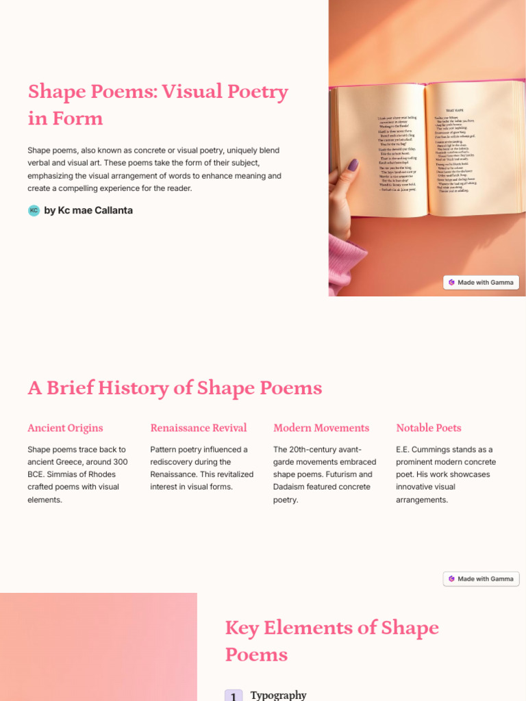 Shape Poems Visual Poetry in Form | PDF | Poetry | Typography