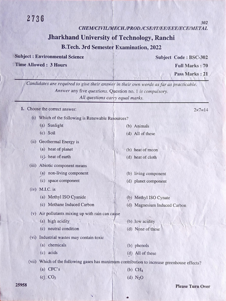 3RD Semester Question Paper | PDF