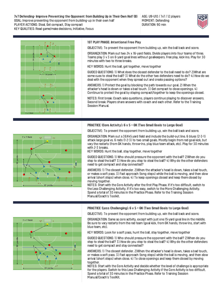 7v7 Defending - Prevent Build-Up in Opponent Half | PDF