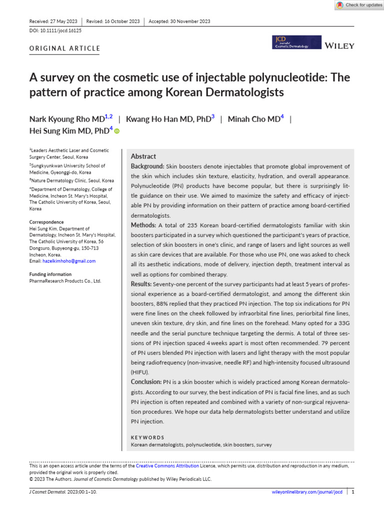 J of Cosmetic Dermatology - 2023 - Rho - A Survey On The Cosmetic Use ...