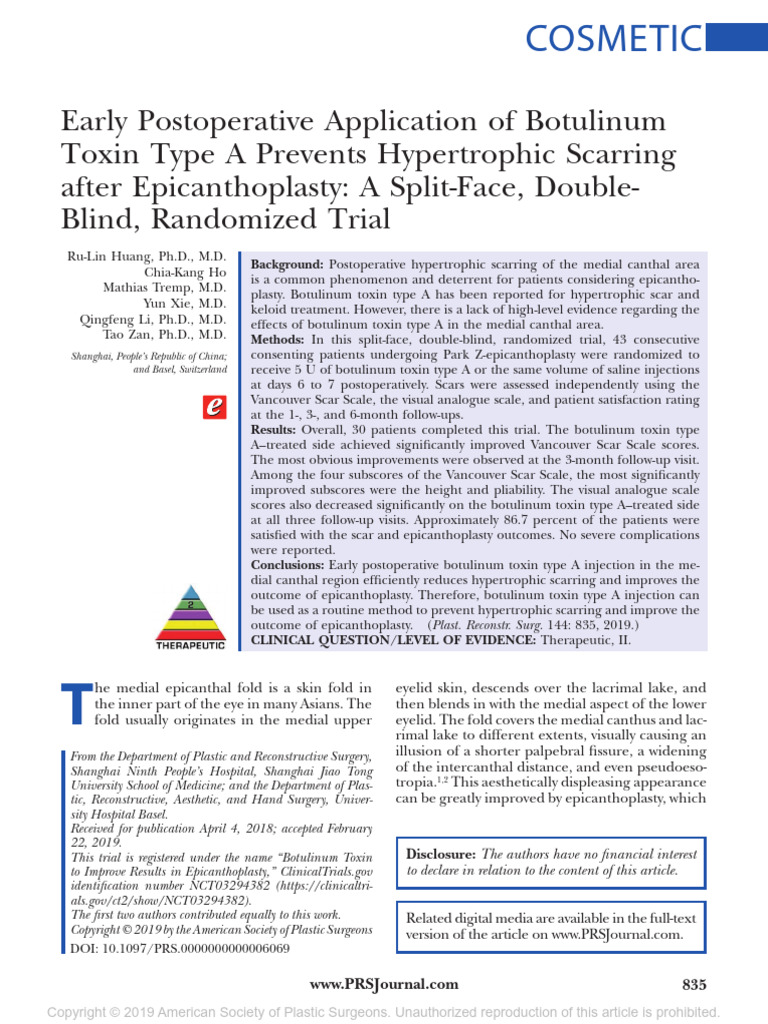 Early Postoperative Application of Botulinum Toxin Type A Prevents ...
