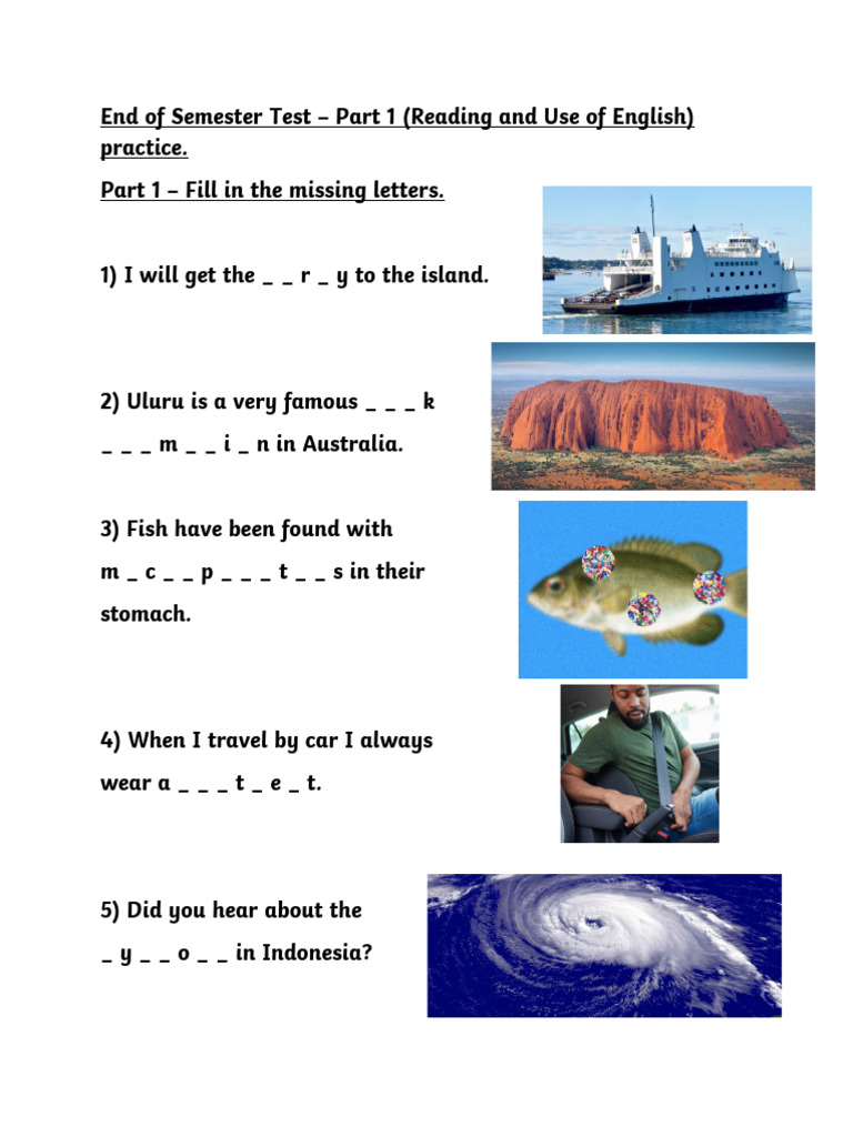End of Semester English Test Practice | PDF