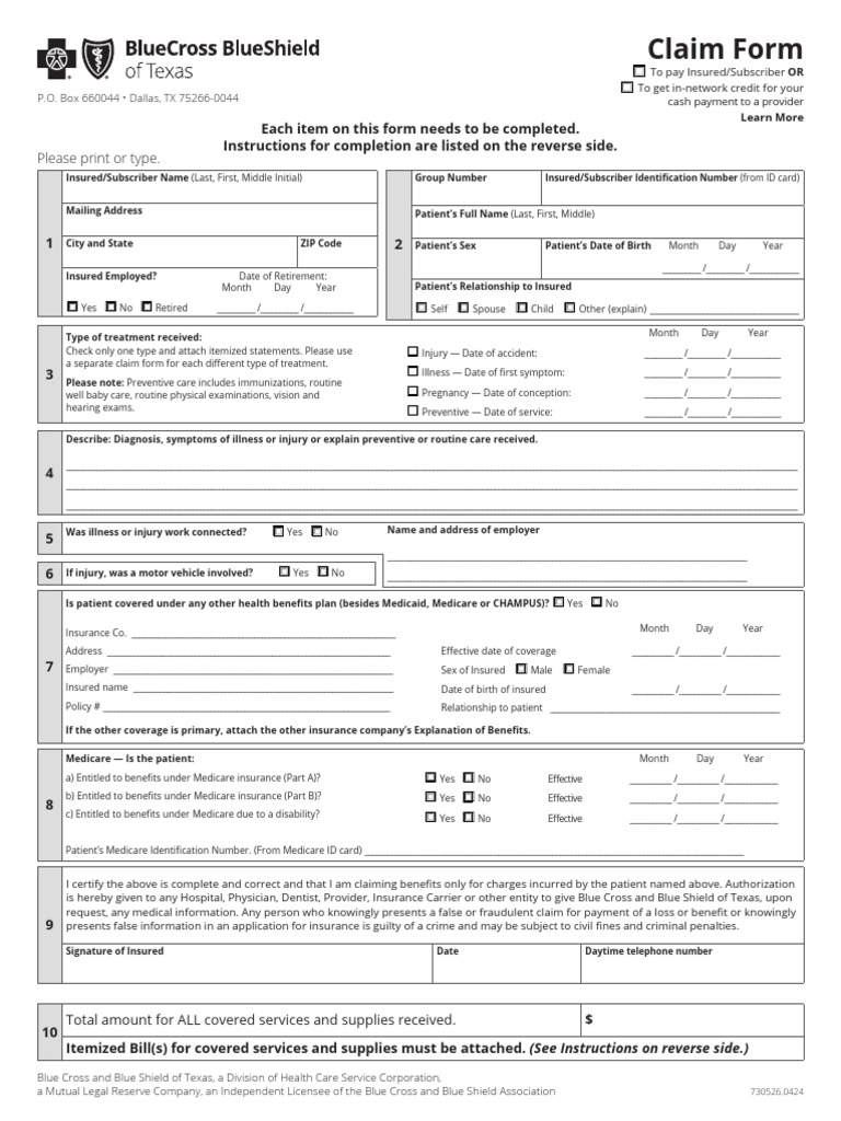 BCBSTX Claim Submission Instructions | PDF | Medicare (United States ...
