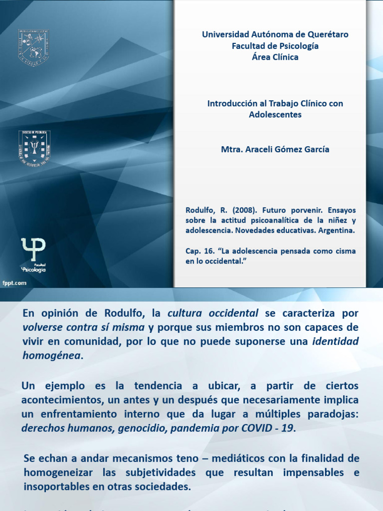 RODULFO La Adolescencia Pensada Como Cisma en Lo Occidental | PDF ...