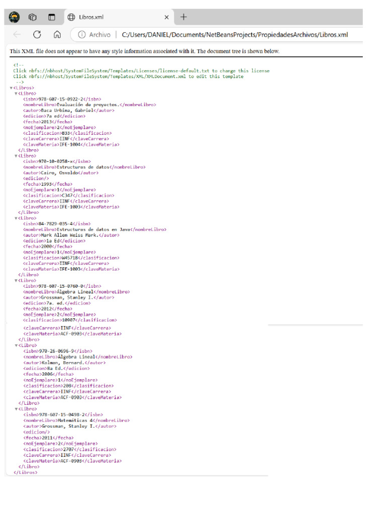 Documento XML Libros | PDF