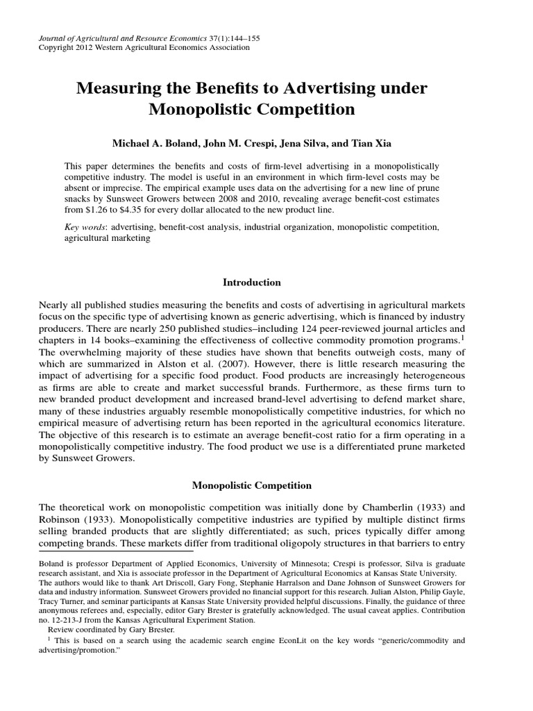 Measuring The Benefits To Advertising | PDF | Demand | Elasticity ...
