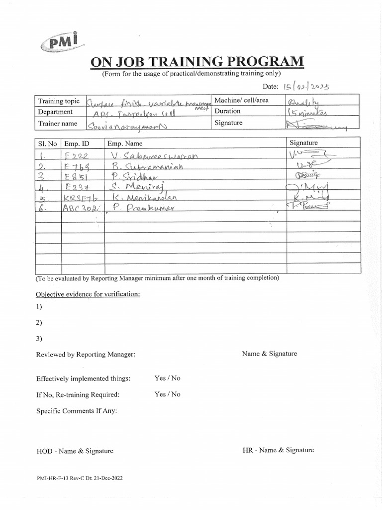 On Job Training | PDF