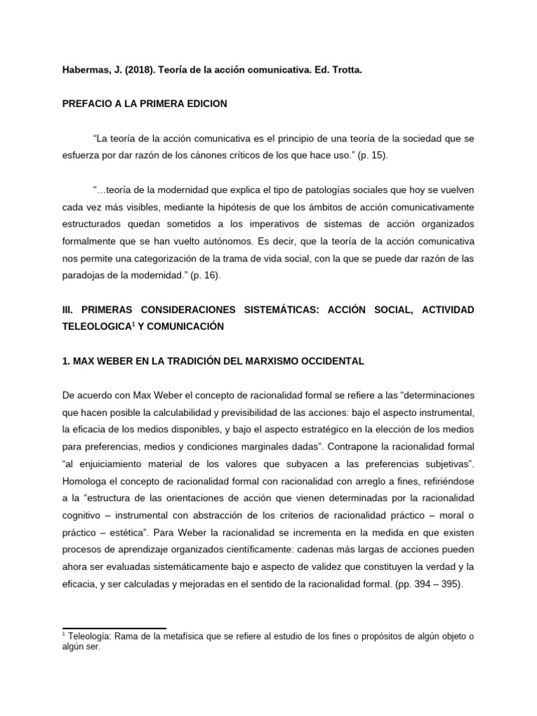 Habermas 2018 Teoria De La Acción Comunicativa Pdf Jürgen