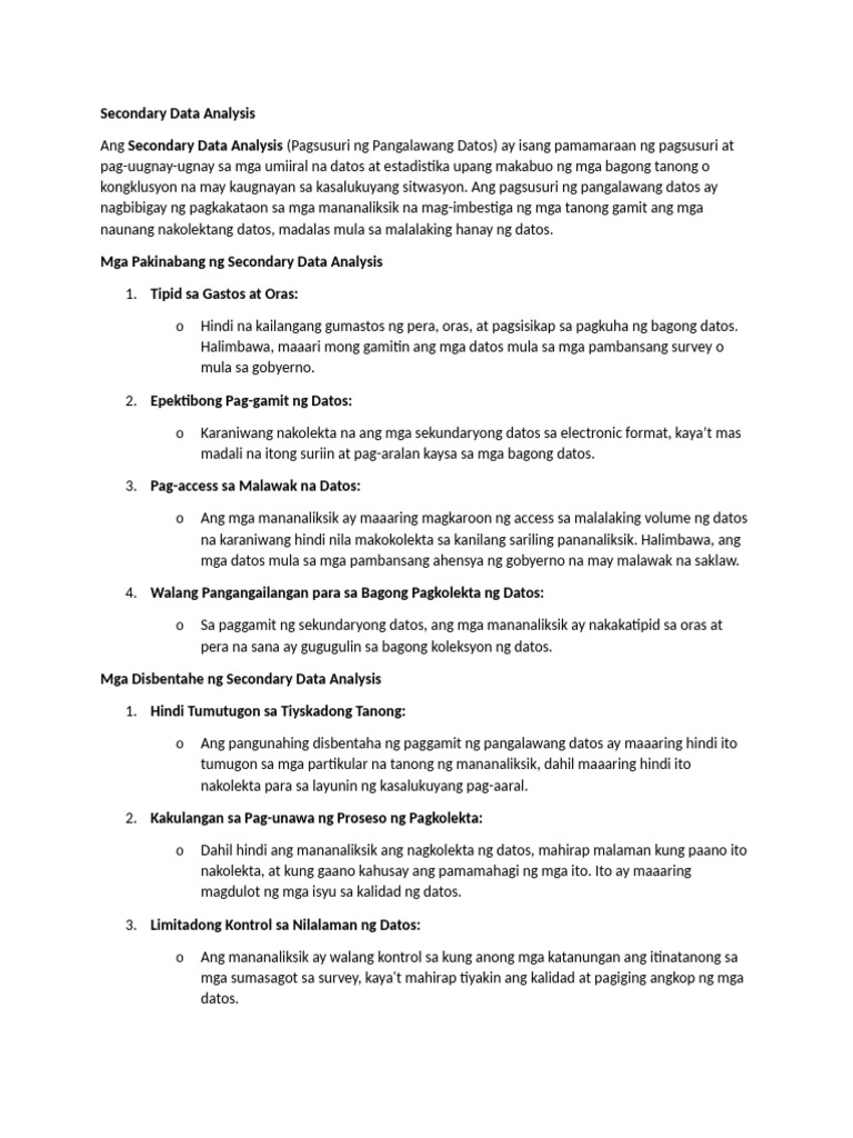 Secondary Data Analysis | PDF