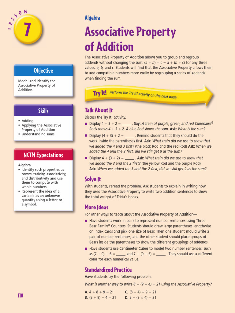 Cuisenaire Rods Associative Property of Addition | PDF | Mathematics