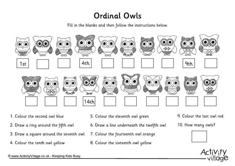 Ordinal Numbers Gap Worksheet 3 | PDF