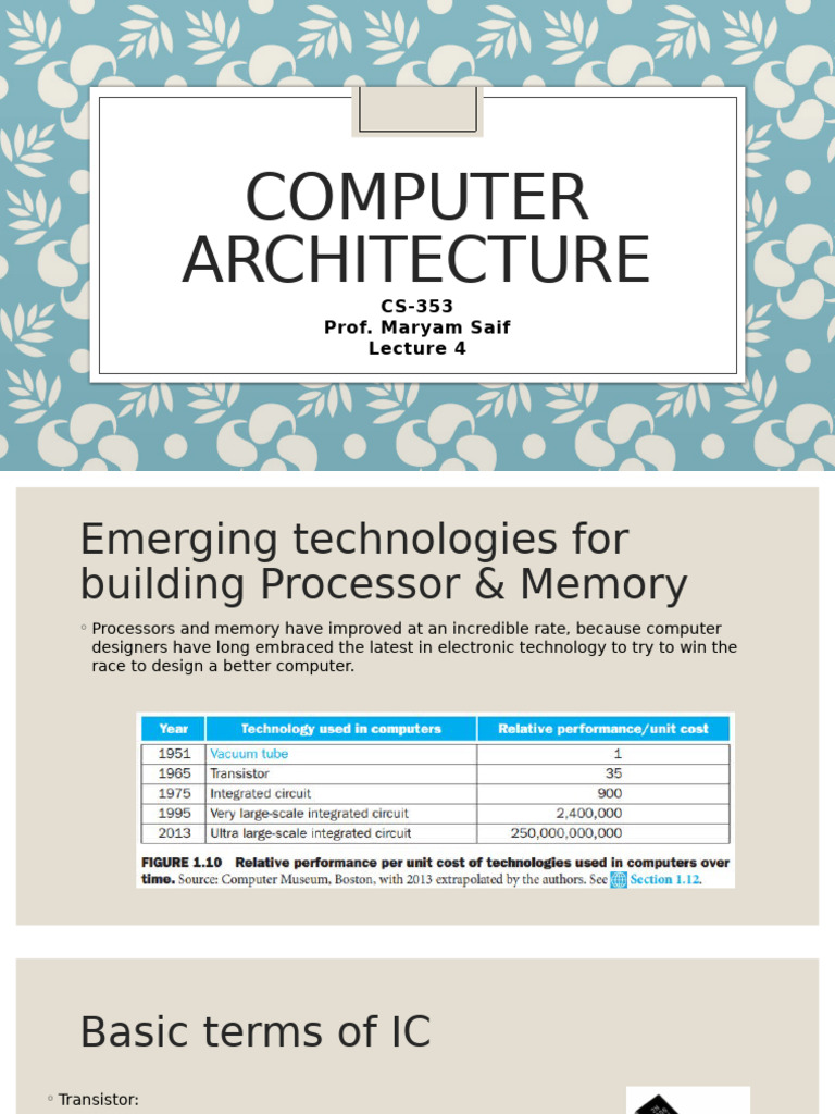 Computer ARCHITECTURE - Lec 4 | PDF | Integrated Circuit | Semiconductor Device Fabrication
