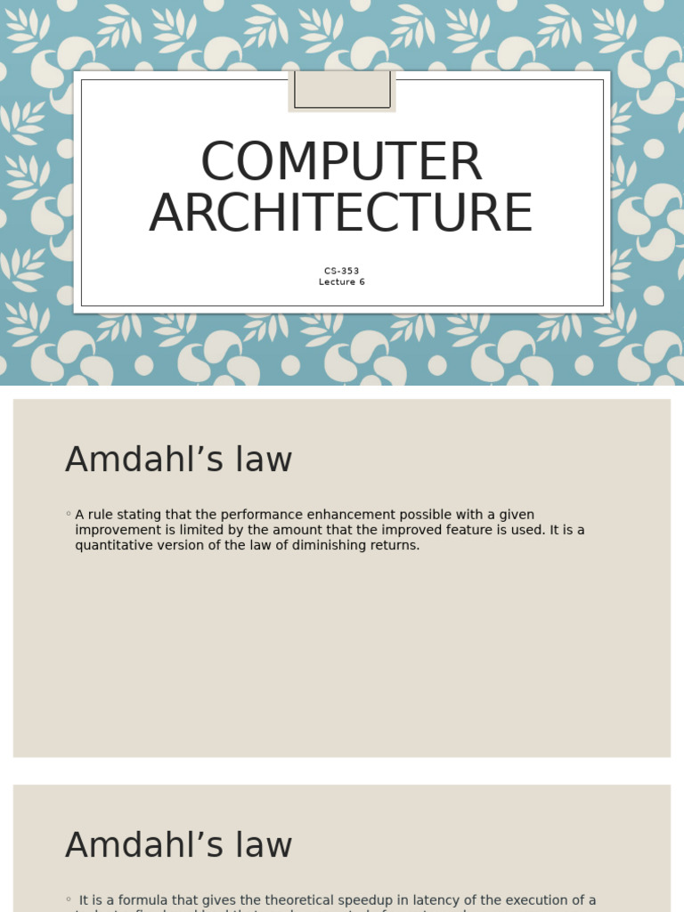 Computer Architecture - Lect 6 | PDF