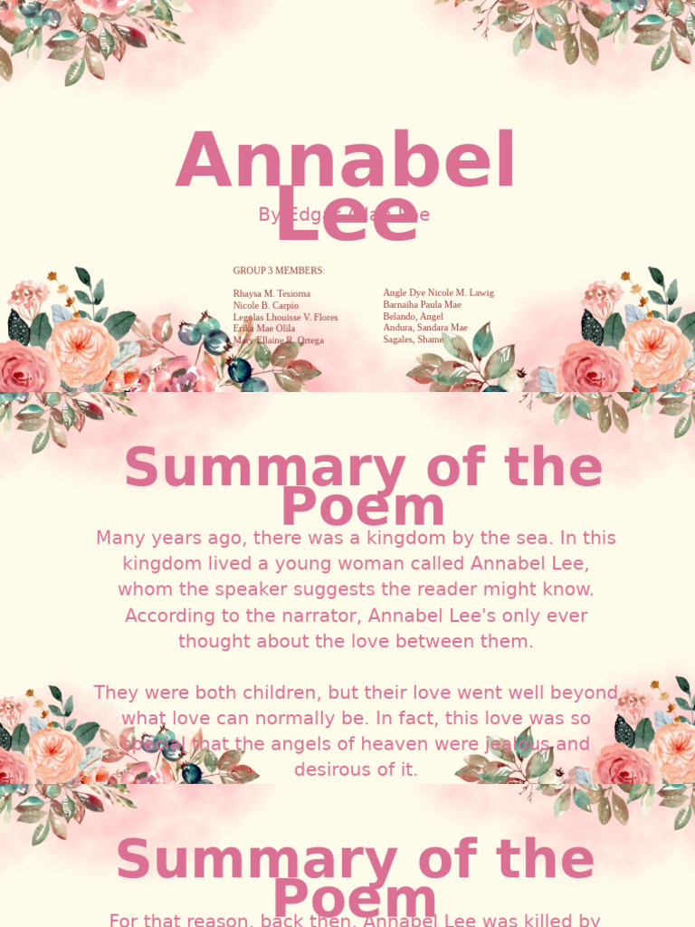 Analysis of Poe's "Annabel Lee" Poem | PDF