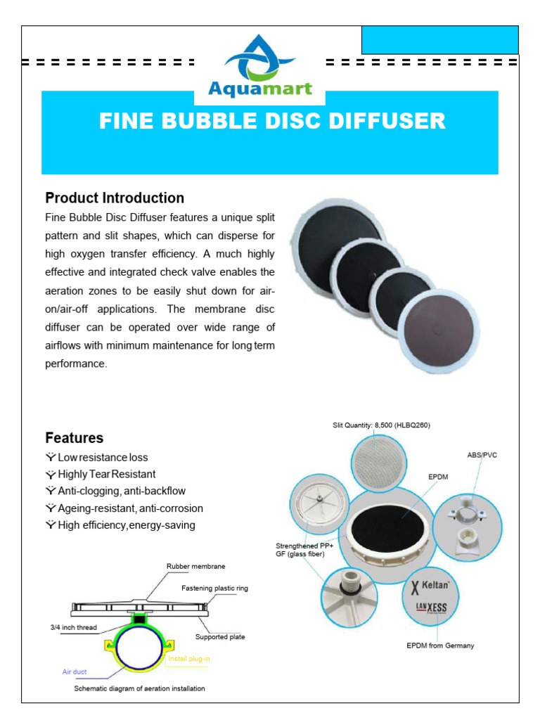 Fine Bubble Disc Diffuser Overview | PDF | Solvent | Building Engineering