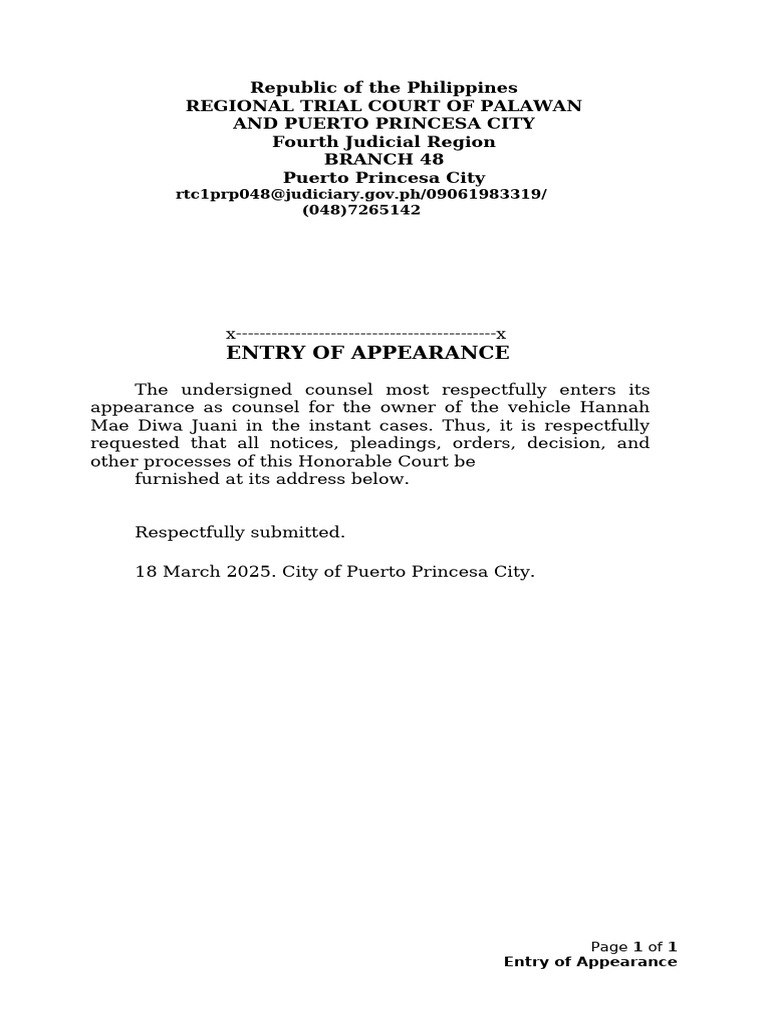 Temp - Entry of Appearance | PDF