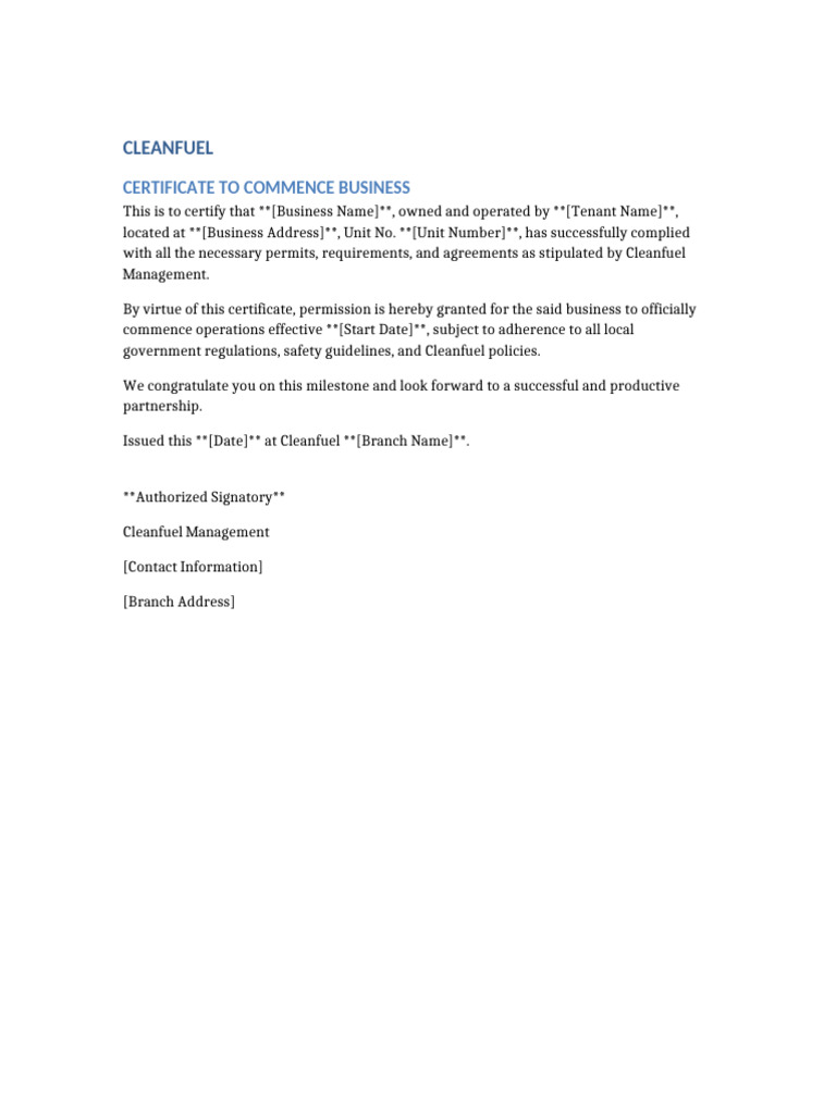 Certificate to Commence Business | PDF
