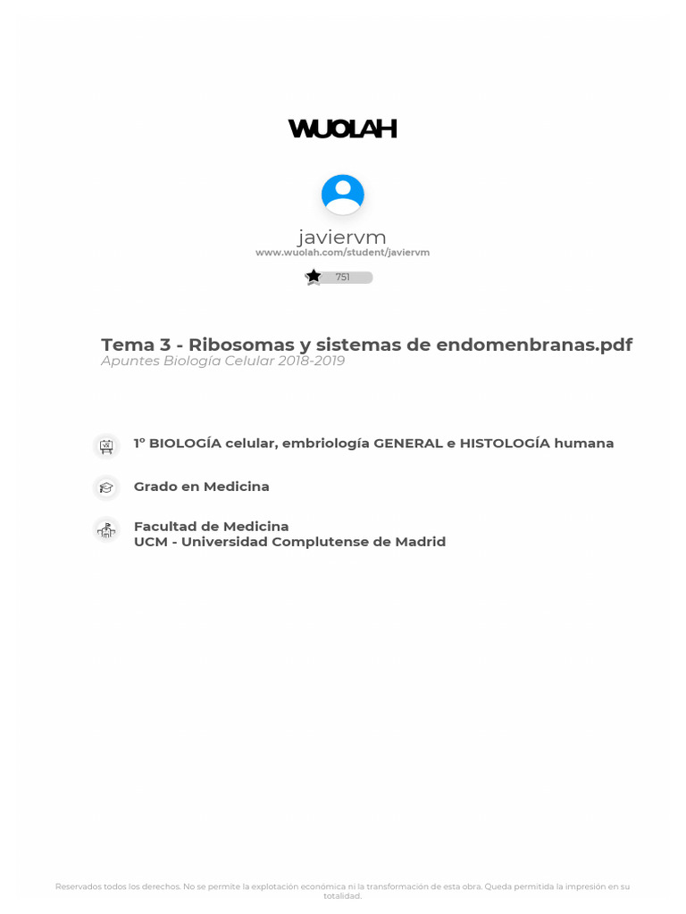 wuolah-free-Tema 3 - Ribosomas y sistemas de endomenbranas | PDF | Retículo endoplásmico | Ribosoma