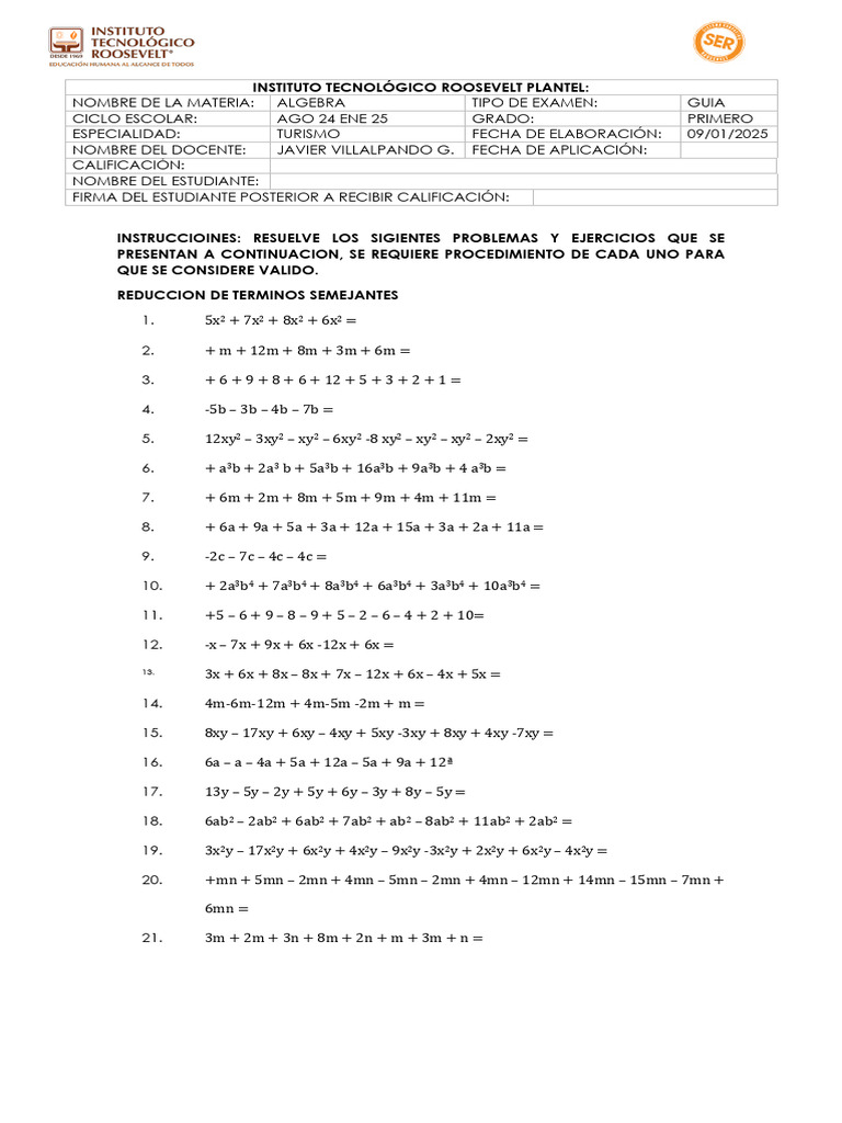 Guia Remedial Algebra | PDF | Ajedrez