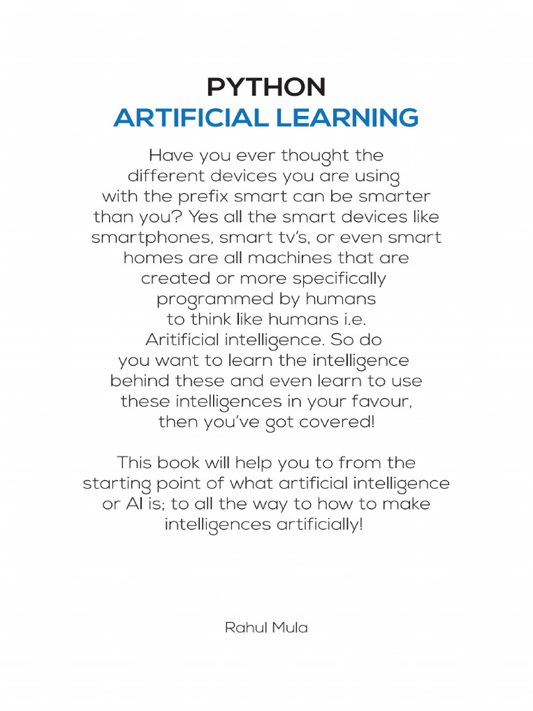 Python Artificial Learning: Rahul Mula | PDF | Deep Learning | Machine Learning