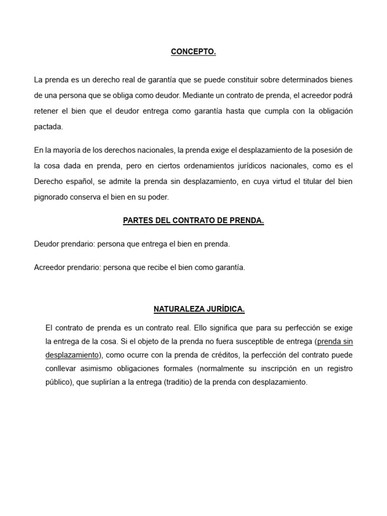 Contrato de Prenda: Definición y Clases | PDF | Justicia | Crimen y ...