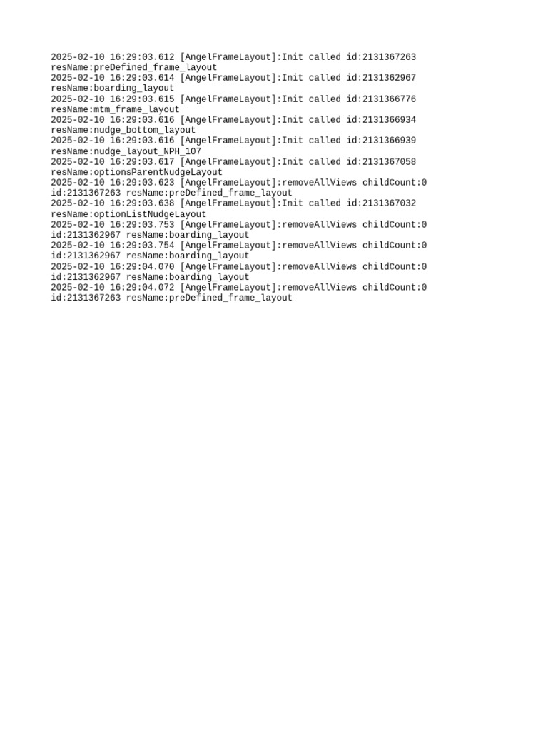 AngelFrameLayout Initialization Logs | PDF