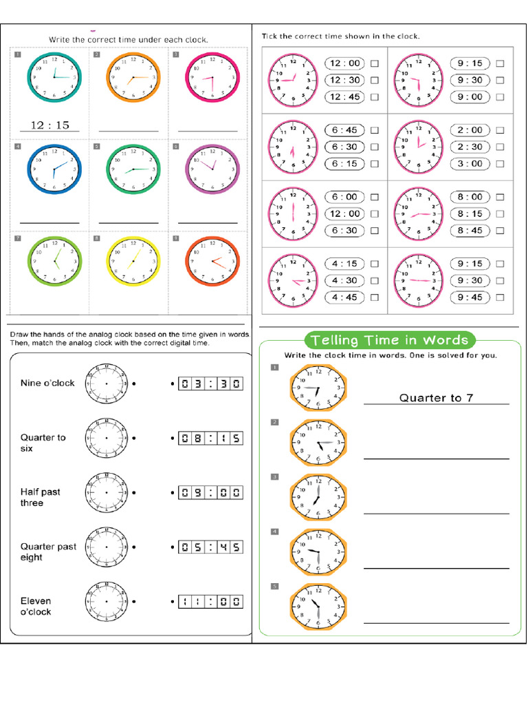 Time Worksheet | PDF