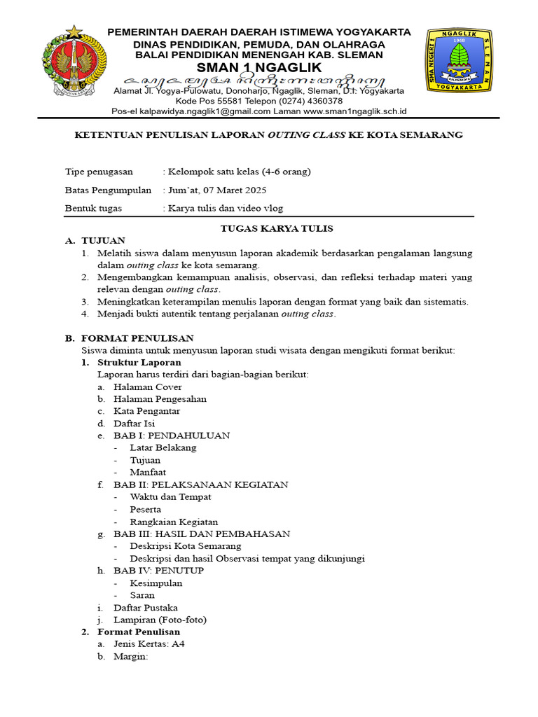 Tugas Laporan Outing Class | PDF
