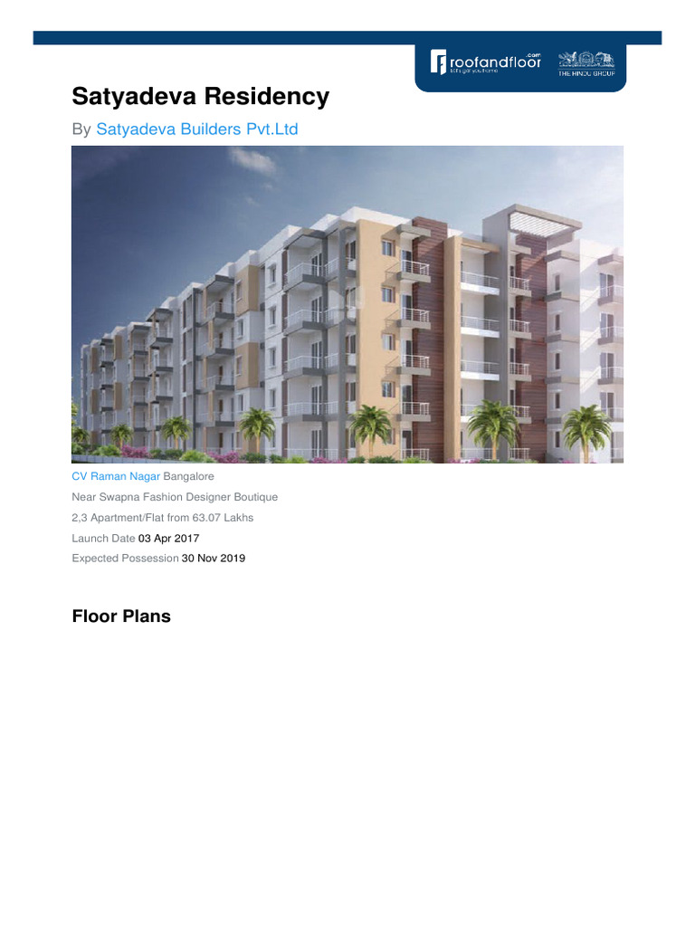 Satyadeva Residency Overview and Pricing | PDF